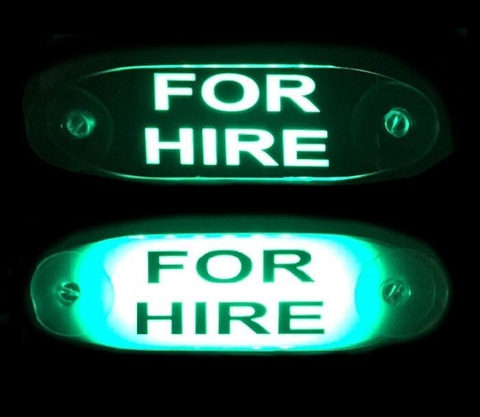 8.5" For Hire Illuminated Window Taxi Sign | Plastic Moulding Northern Ltd